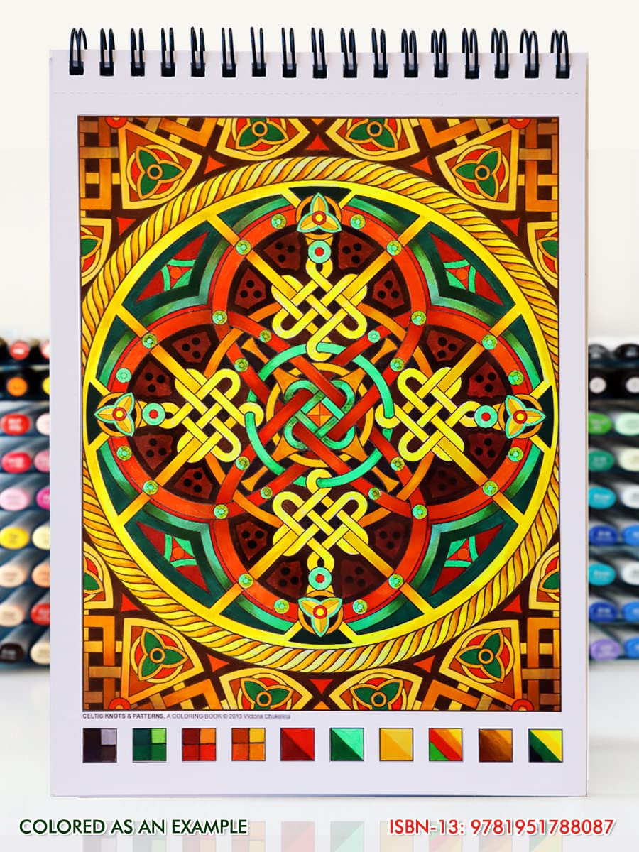 Celtic Knots and Patterns. Adult Travel Size Coloring Book on Thick Artist Paper with a Spiral Binding on The top
