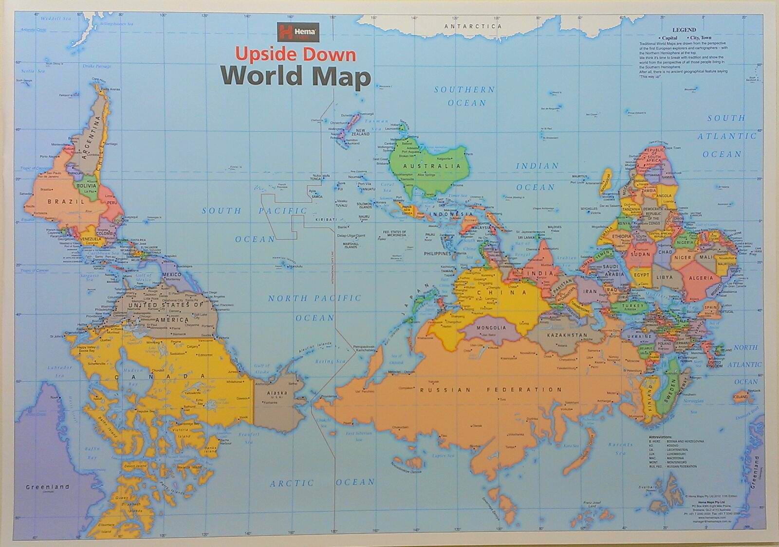 Upside Down World Map