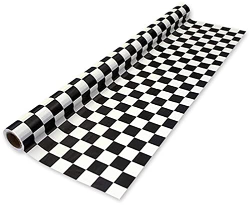 Checkered Table Roll (black & white) Party Accessory (1 count) (1/Pkg)