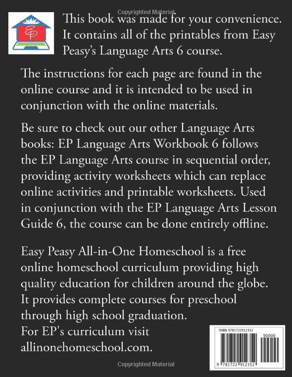 EP Language Arts 6 Printables: Part of the Easy Peasy All-in-One Homeschool