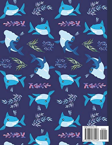 Sharks Composition Notebook: Shark Gifts: Paperback Blank Wide Ruled Lined Paper Journal for School: 8.5" x 11"