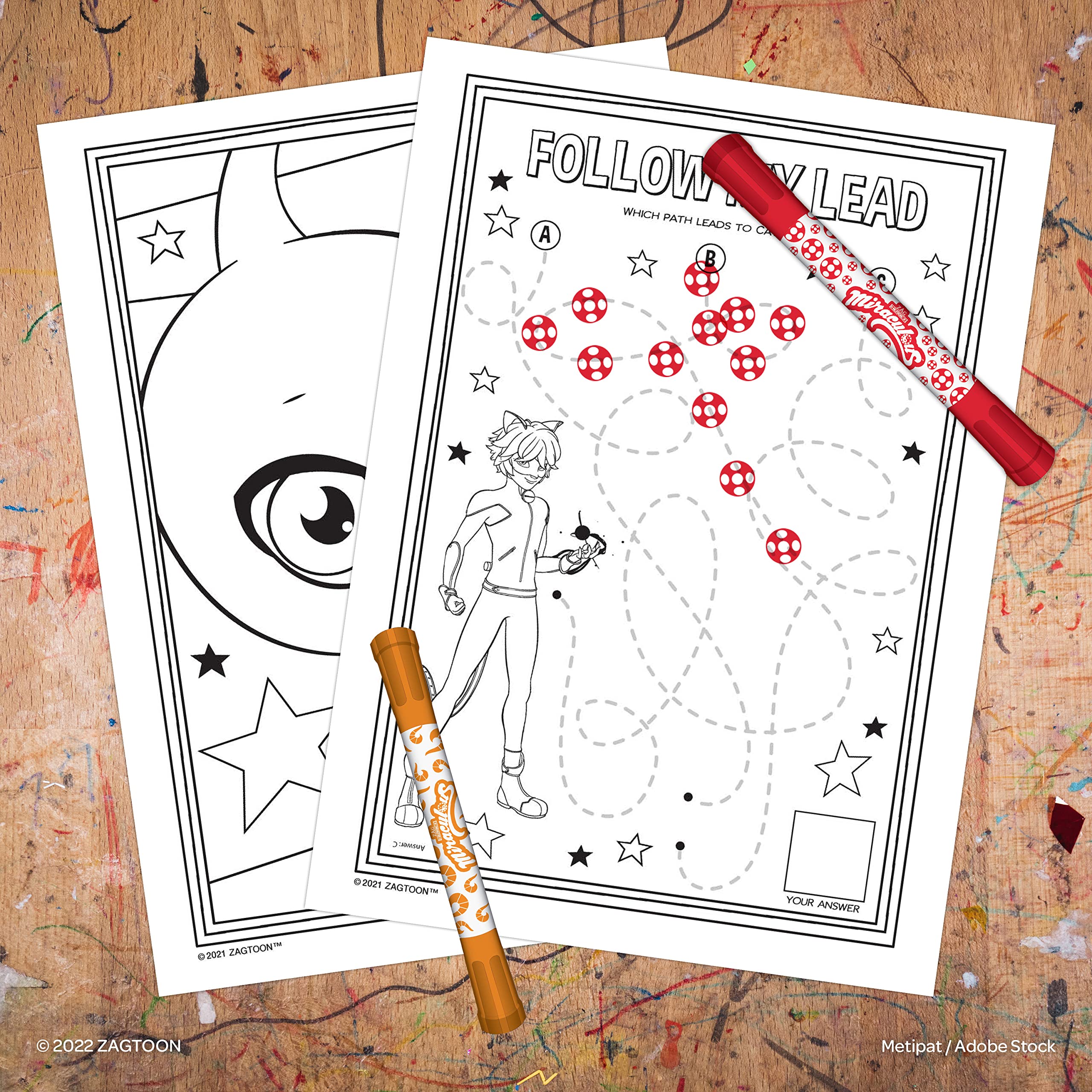 Bendon Miraculous: Tales of Ladybug and Cat Noir 48 Page Coloring Book with Stamper Markers 52562