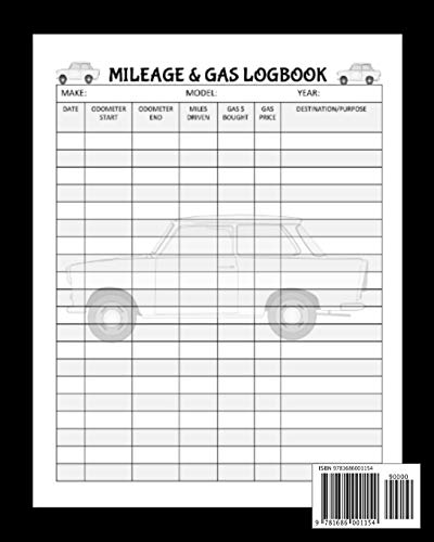 Mileage and Gas Log Book: 8” x 10” Mileage and Gasoline Expense Tracker for Business and Taxes | Black Cover (110 Pages)