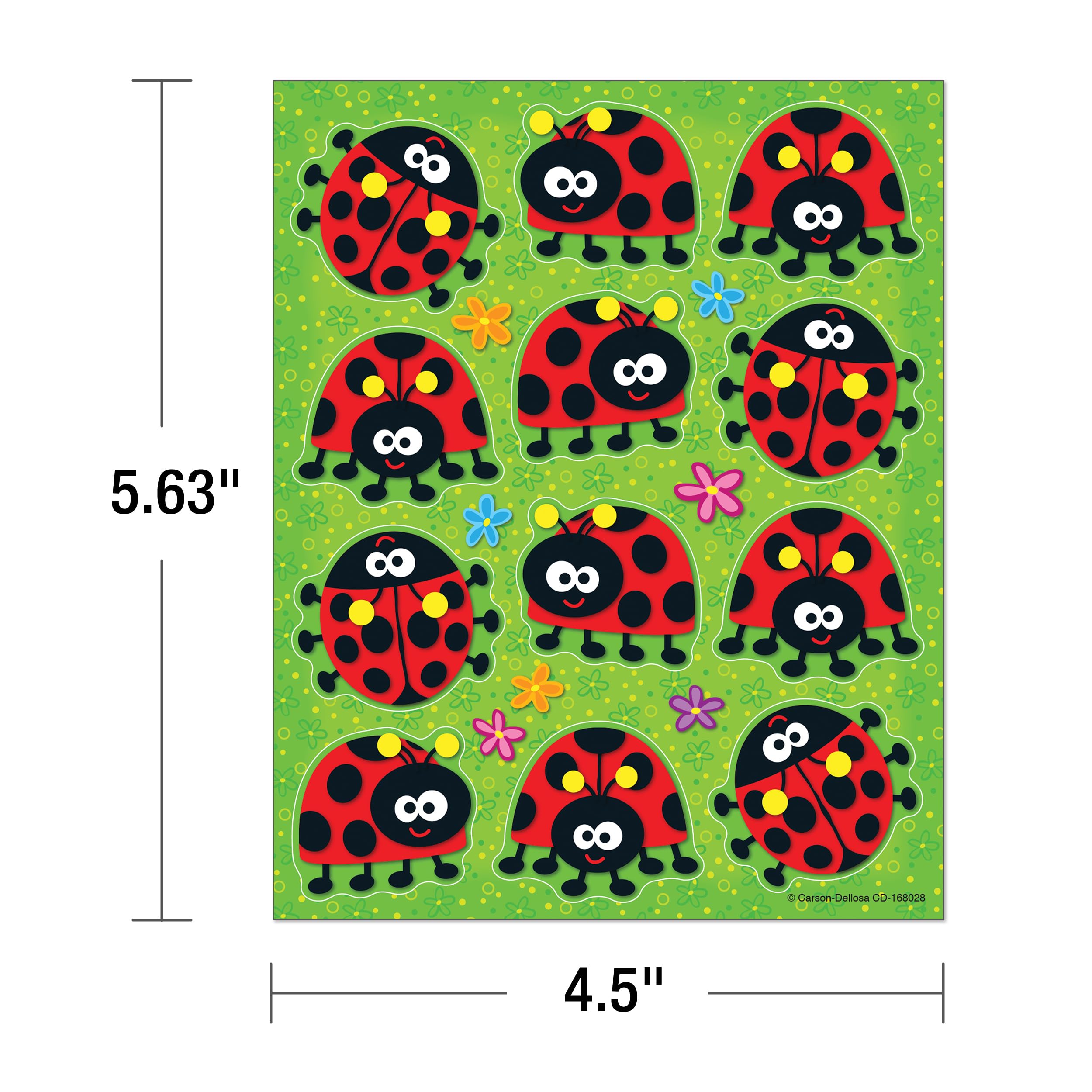 Carson Dellosa 72 Ladybug Stickers for Kids, 6 Sheets of Lady Bug Incentives for Kid Crafts, Scrapbooking, Water Bottle, Teacher Planner, Reward Chart, and School Supplies, Classroom Must Haves