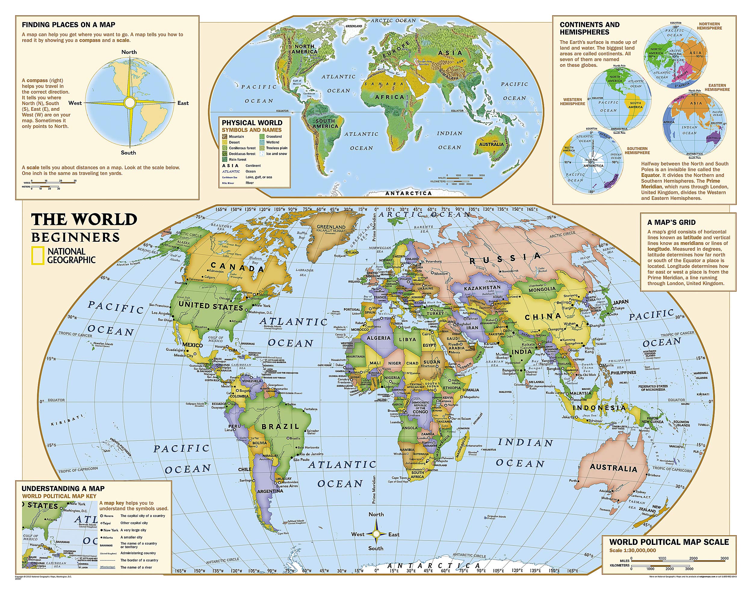 National Geographic Kids Beginners World Education: Grades K - 3 Wall Map - Laminated (51 x 40 in) (National Geographic Reference Map)