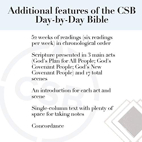 CSB Day-by-Day Chronological Bible, TradePaper, Black Letter, 365 Day, One Year, Reading Plan, Single-Column, Easy-to-Read Bible Serif Type