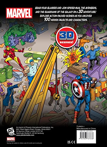 Marvel Spider-man, Avengers, Guardians of the Galaxy, and More! - 3D Look and Find Activity Book! - Iron Man 3D Glasses Included! - PI Kids
