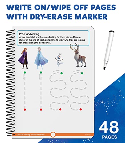 Disney Learning Let's Get Learning! Preschool Activity Book for Kids Ages 3-5, Pre K Wipe Clean Workbook With Letters, Numbers, Shapes, & Sight Words Activities, Reusable Sticker Book for Toddlers