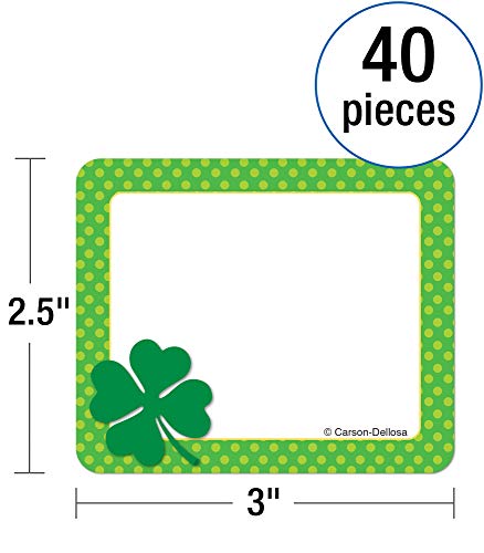 Carson Dellosa | St. Patrick's Day Name Tag Stickers | Self-Adhesive, 3-inch x 2.5-inch, 40ct
