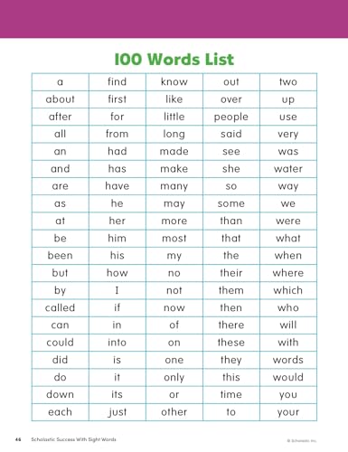 Scholastic Success with Sight Words Workbook