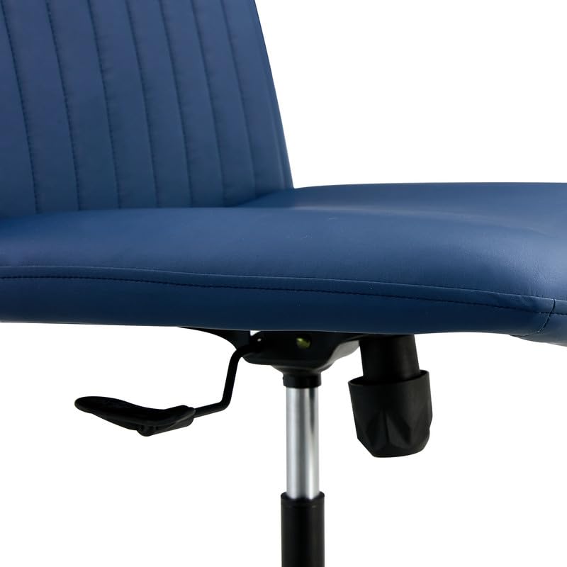 TURRIDU Criss Cross Chair No Wheels, Armless Office Chair with Wide Seat and Mid Back, Height Adjustable Swivel Cross Legged Office Chair Computer Vanity Chair for Home, Office, Small Space, Blue