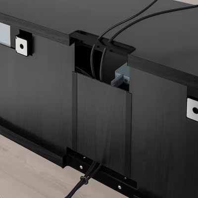 TV Unit with Drawers and Door,Black-Brown/Laxviken Black, 70 7/8x16 1/2x15 3/8 "
