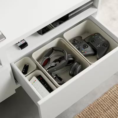 TV Unit with Drawers and Door, White/Lappviken Light Gray-Brown, 70 7/8x16 1/2x15 3/8 "