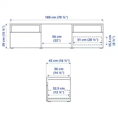 TV Unit with Drawers and Door, White/Lappviken Light Gray-Brown, 70 7/8x16 1/2x15 3/8 "