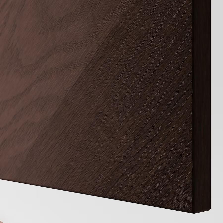 TV Unit, Black-Brown Hedeviken/Dark Brown Stained Oak Veneer, 70 7/8x16 1/2x15 3/8 "