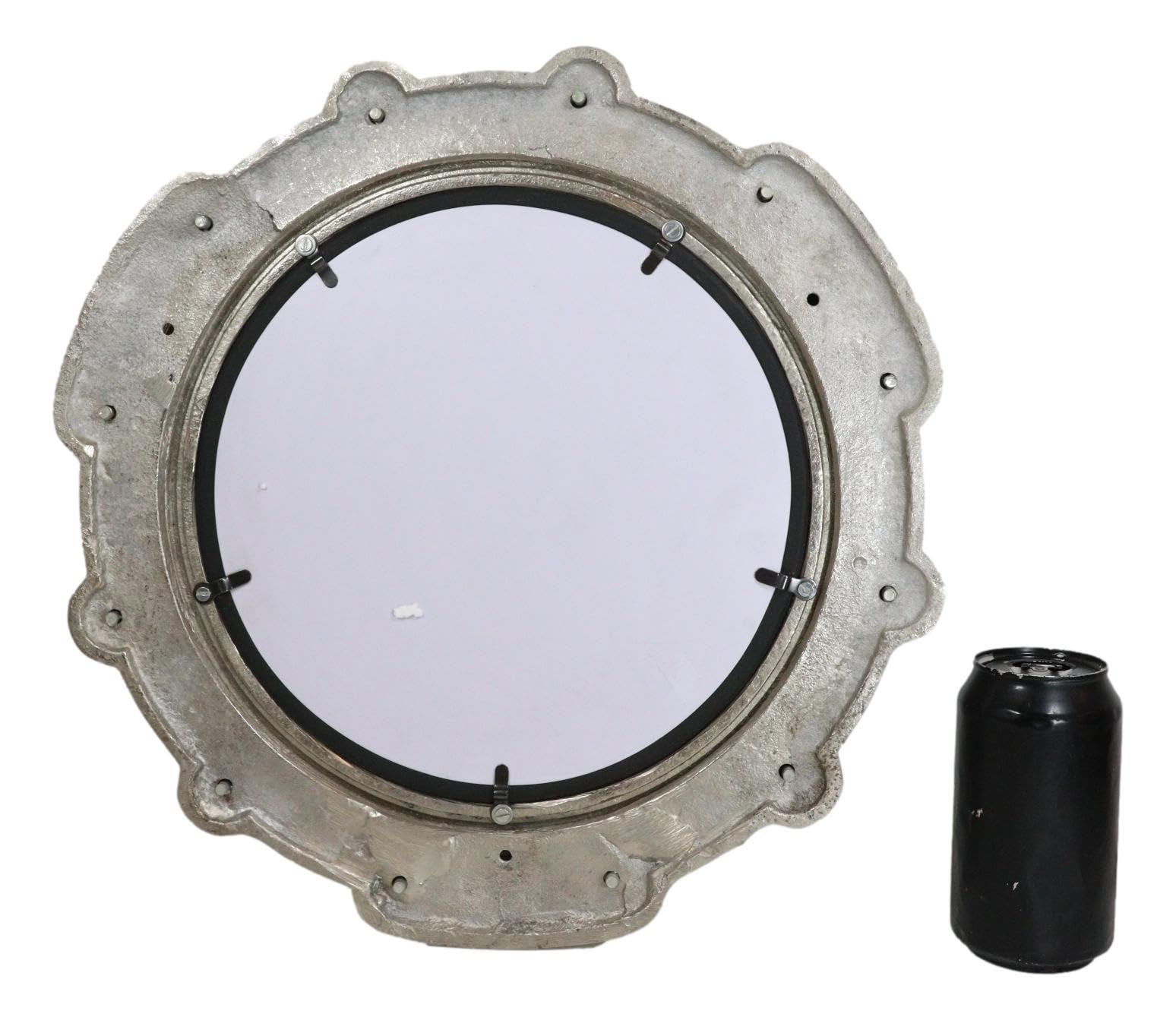 Ebros Gift Polished Aluminum Nautical Marine Round Ship Porthole Folding Wall Mirror Decor 14.5" Diameter Ocean Sailor Sea Exploration and Travel Accent
