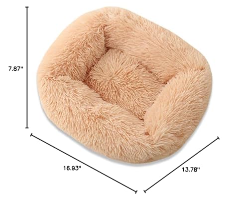 Bed Xs Size Warm Winter Square Super Soft Sleeping Dog Bed Long Plush Washable Cat Mat Basket Puppy House 1Pcs Champagne
