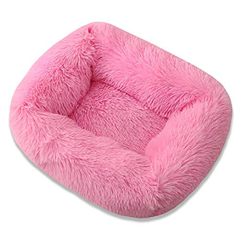 Bed Xs Size Warm Winter Square Super Soft Sleeping Dog Bed Long Plush Washable Cat Mat Basket Puppy House 1Pcs Light Pink