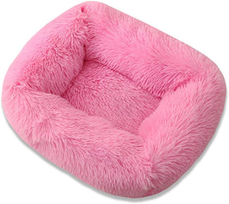 Bed Xs Size Warm Winter Square Super Soft Sleeping Dog Bed Long Plush Washable Cat Mat Basket Puppy House 1Pcs Light Pink