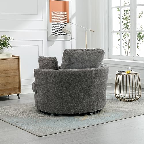 360° Swivel Accent Barrel Chair and Half Crescent Moon Storage Bench Large Ottoman with 4 Pillows,Upholstered Oversized Leisure Round Loveseat Recliner Sofa Chaise Lounge Circle Armchair for Club