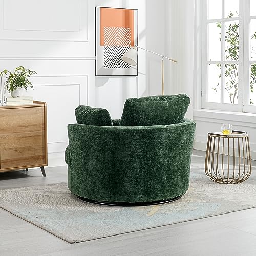360° Swivel Accent Barrel Chair and Half Crescent Moon Storage Bench Large Ottoman with 4 Pillows,Upholstered Oversized Leisure Round Loveseat Recliner Sofa Chaise Lounge Circle Armchair for Club