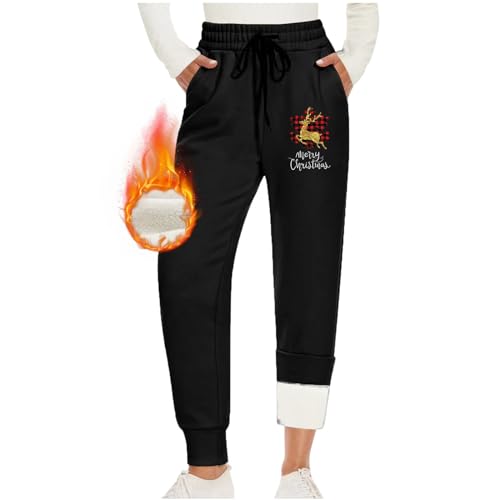 Black of Friday Deals 2023,Christmas Tree Print Womens Wide Leg Sweatpants Xmas Print Elastic Waisted Workout Active Joggers Reindeer Print Plus Size Running Sweatpants Beige XL