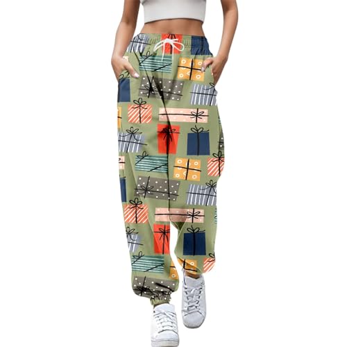 Black 2023 Friday Deals,Red Wine Glass Print Womens Wide Leg Sweatpants Christmas Print Drawstring Baggy Sweatpants Merry Christmas Print Straight Leg Running Sweatpants Green XL
