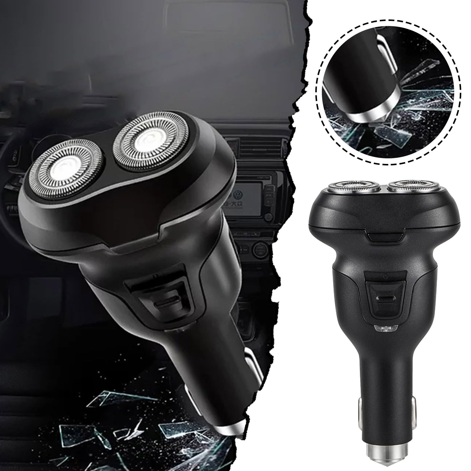 KJEWOJ 12V/24V Electric Car Shaver Men's Rechargeable Beard Cutter Hammer (Black, One Size)