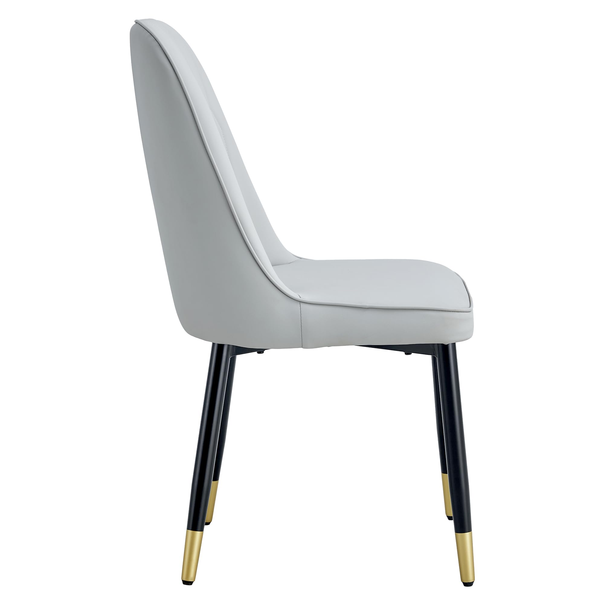 Dvasovio Dining Chairs Set of 4 with Pu Artificial Leather Backrest Cushions and Black Metal Legs, Suitable for Restaurants, Kitchens, and Dining Room. (Grey+PU Leather)