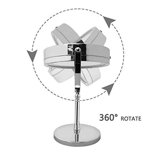 BROHN 7 Inch 10x Magnification Circular Makeup Mirror Dual Sided LED 360 Degree Rotating Cosmetic Mirror Stand Magnifier