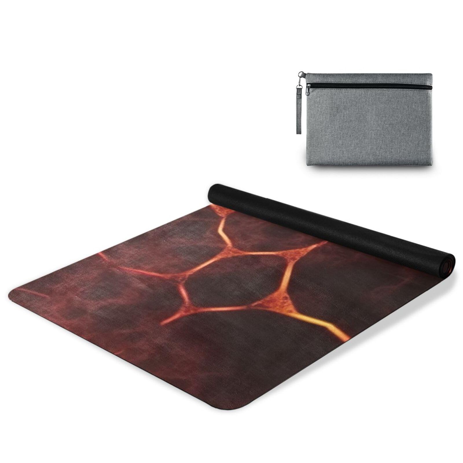 GOODOLD Magma Textured Red Yoga Mat, 71 x 26 Inch Non-slip Yoga Mats Folding Travel Exercise Mat Indoor Outdoor Gym Pilates with Storage Bag for Women Men