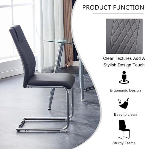 Gnrolaz 63" Marble Dining Table Set for 8, Modern Kitchen Table and Chairs Set with 1.4" Faux Marble Tabletop and 8 Gray PU Leather Dining Chairs, 9 Piece DiningTable Set for Dining Kitchen