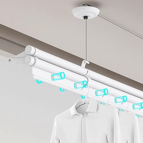 AOKLEY Clothes Drying Rack Balcony Single Pole Clothes Hanger Lifting Clothes Hanger Top Mounted Hand Operated Household Automatic Clothes Hanger Wall Mounted Clothes Hanger Rack (Size : 2.0m)