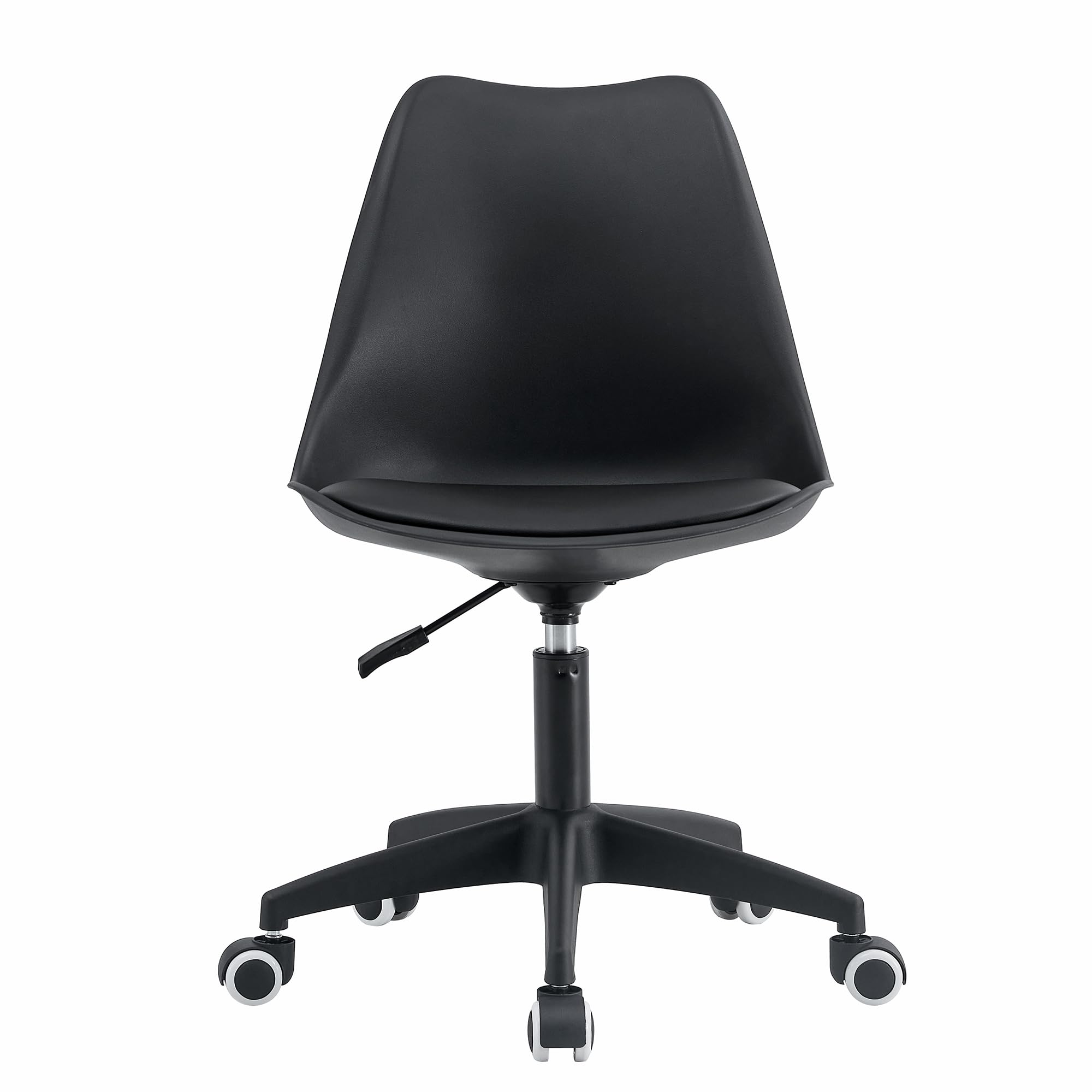 CIATRE Black Modern Home Office Desk Chairs, Adjustable 360 °Swivel Chair Engineering Plastic Armless Swivel Computer Chair with Wheels for Living Room, Bed Room Office Hotel Dining Room