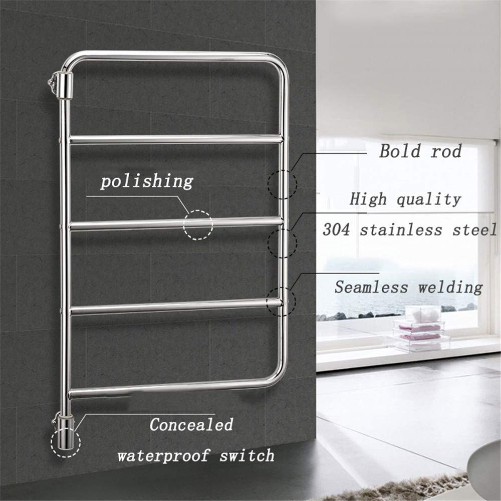 SEYFI Towel Warmers, 304 Stainless Towel Warmer Steel Heated Towel Rails,180 Degree Rotatable Rack Towel Rail Bathroom Radiator,Polished,Hardwired