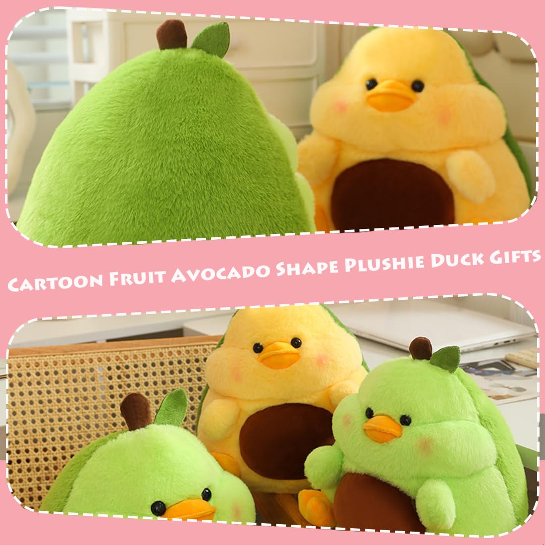 ELAINREN Avocado Duck Plush Toy Chubby Avocado Stuffed Duck Pillow, Food Duckling Plush Dolls/15.7''