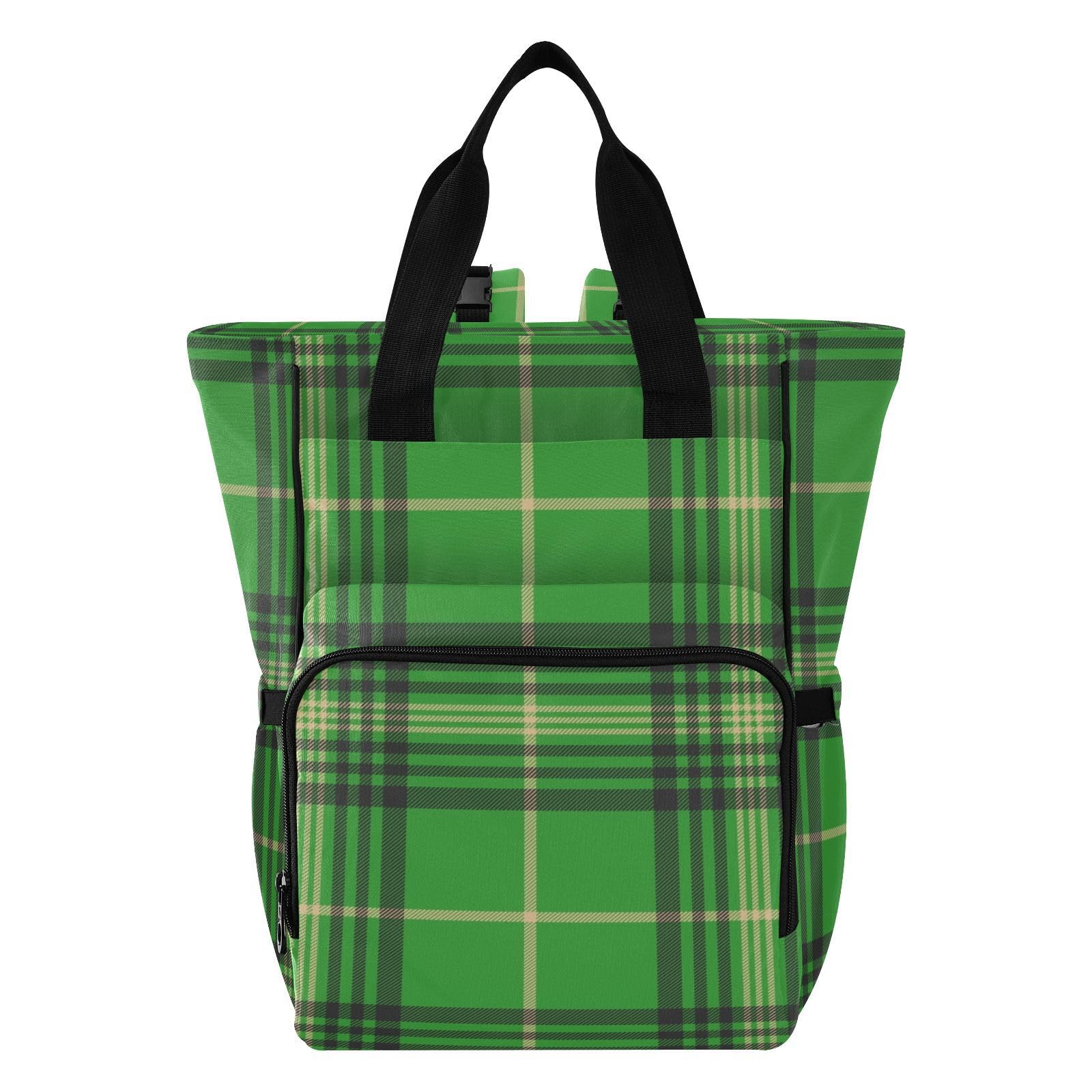 Jihqo Diaper Bag Backpack National Tartan Saint Patrick Plaid Travel Diaper Bags for Women, 10L Functional Baby Changing Bag with Insulted Pockets, Stroller Straps