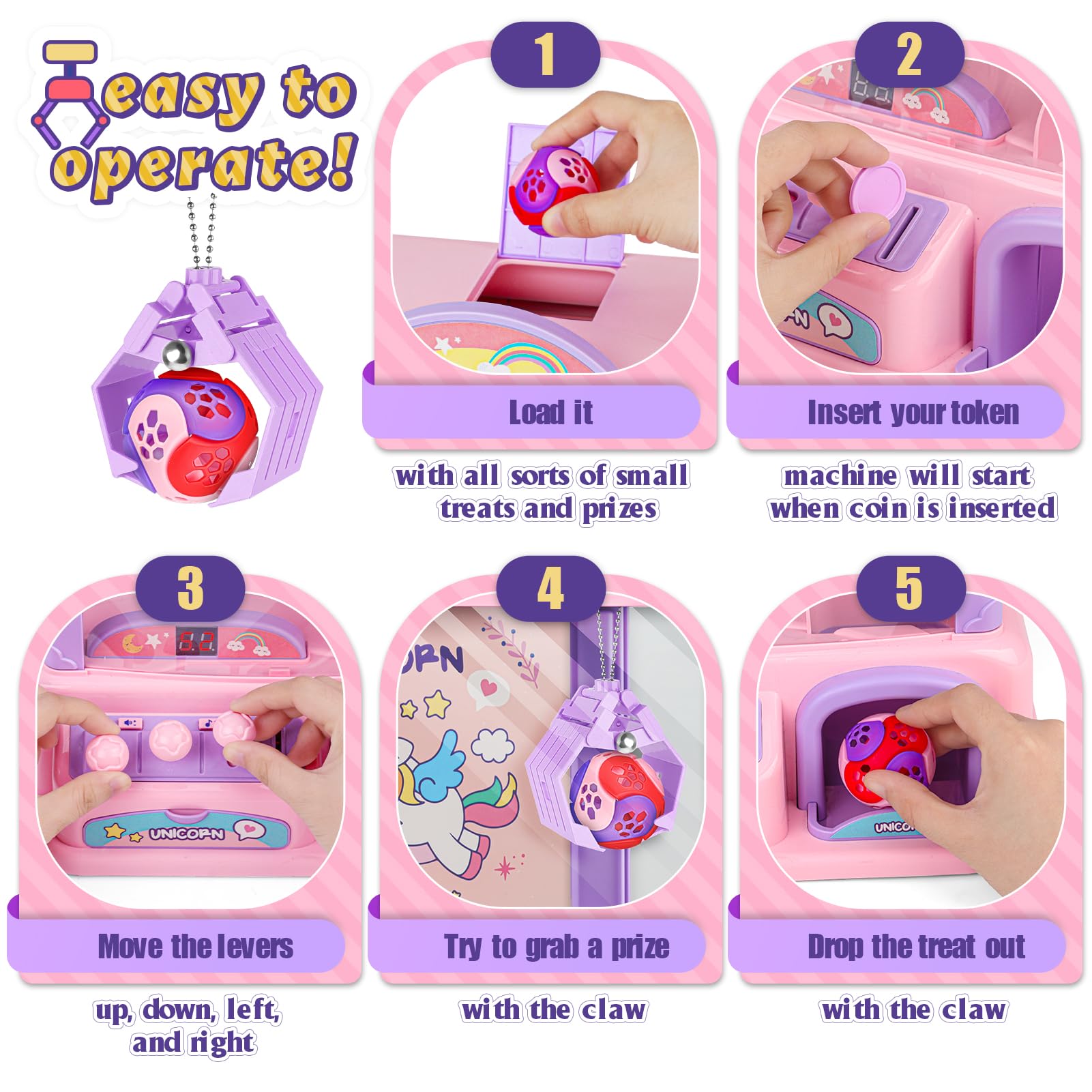 Amy&Benton Girls Remote Control Robot Building Kit Stem Pink Robot Kit with APP for 8-16 Year Old Kids + Claw Machine for Kids Grabber Arcade Crane Venting Toy with Prizes for Girls