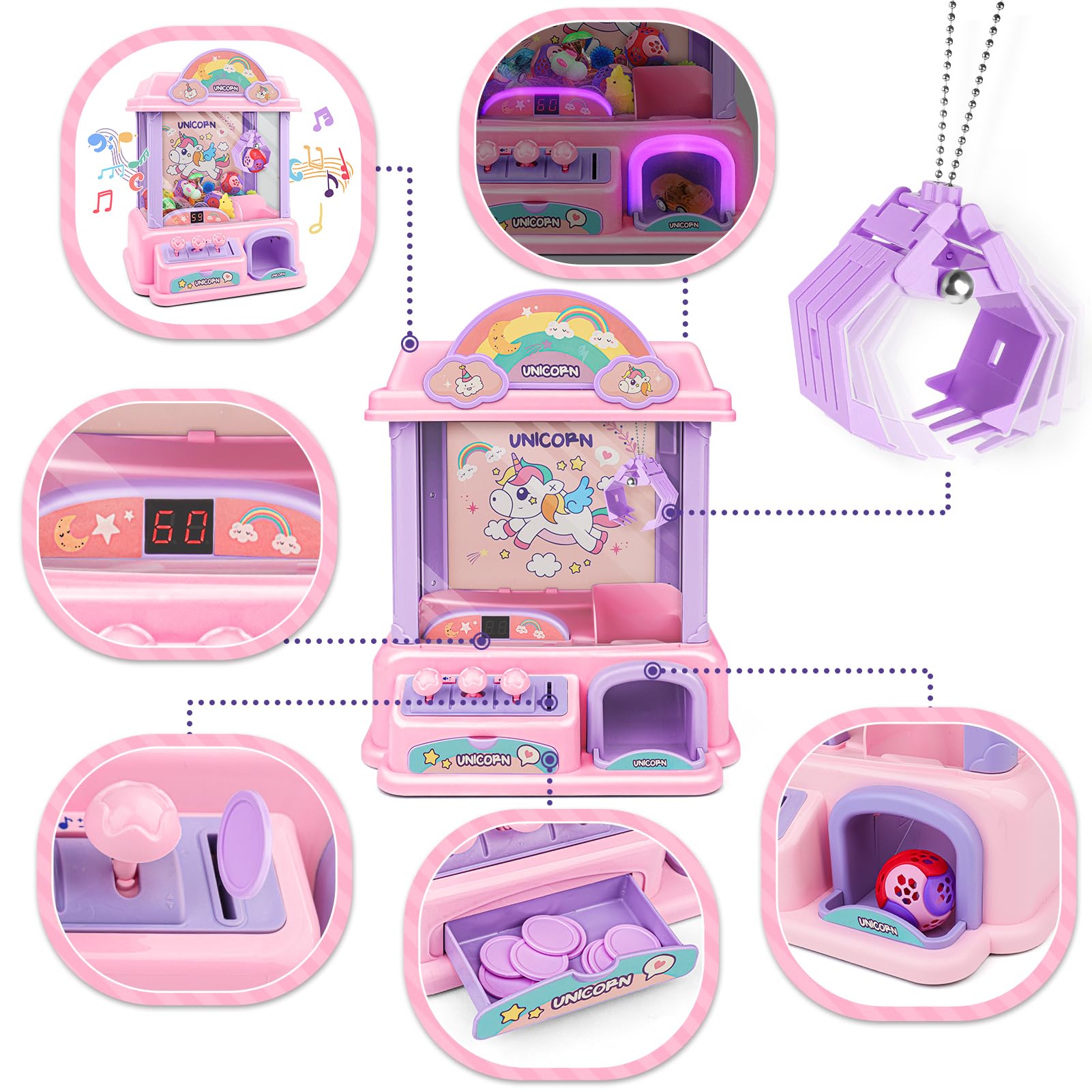 Amy&Benton Girls Remote Control Robot Building Kit Stem Pink Robot Kit with APP for 8-16 Year Old Kids + Claw Machine for Kids Grabber Arcade Crane Venting Toy with Prizes for Girls