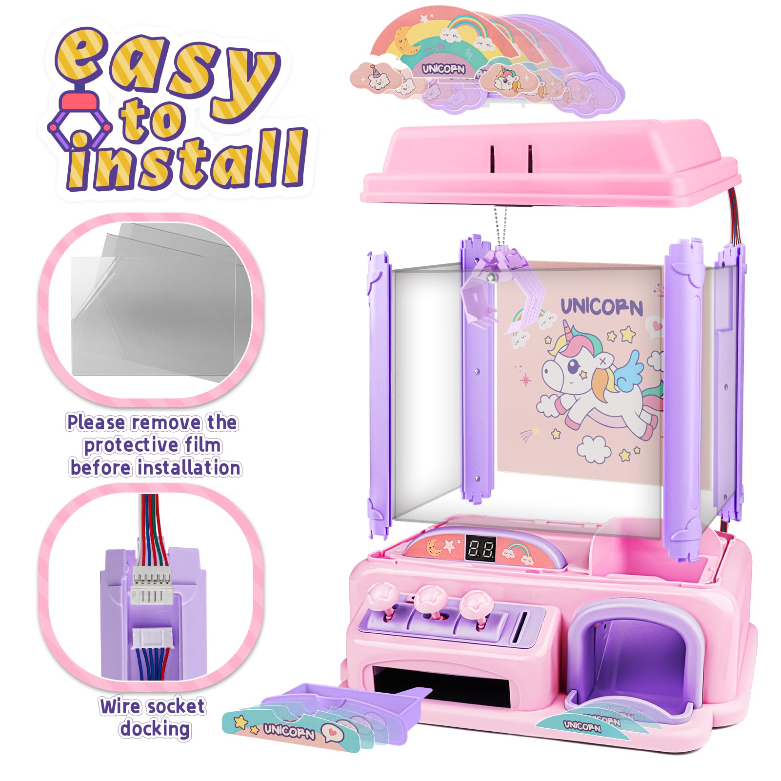 Amy&Benton Girls Remote Control Robot Building Kit Stem Pink Robot Kit with APP for 8-16 Year Old Kids + Claw Machine for Kids Grabber Arcade Crane Venting Toy with Prizes for Girls