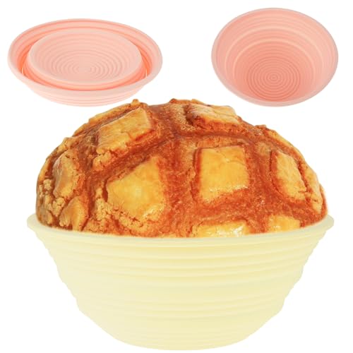 esidianzi 2Pcs Bread Proofing Basket Silicone Round Dough Proofing Bowl Foldable Bread Dough Fermentation Container Reusable Heat Resistance Dough Proofing Box for Home Kitchen 23x9cm