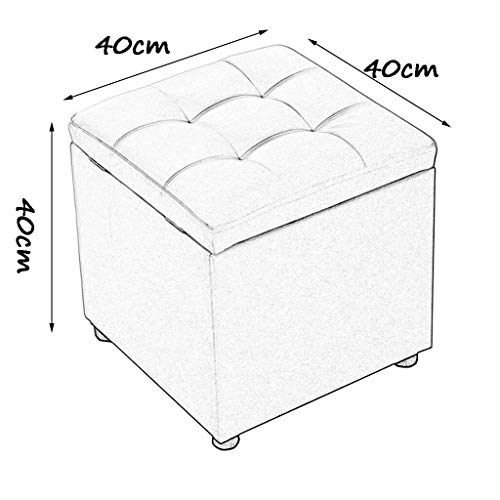 JAHH Storage Ottoman Small Cube Footrest Stool Seat Faux Leather Toy Chest Black (Color : E)