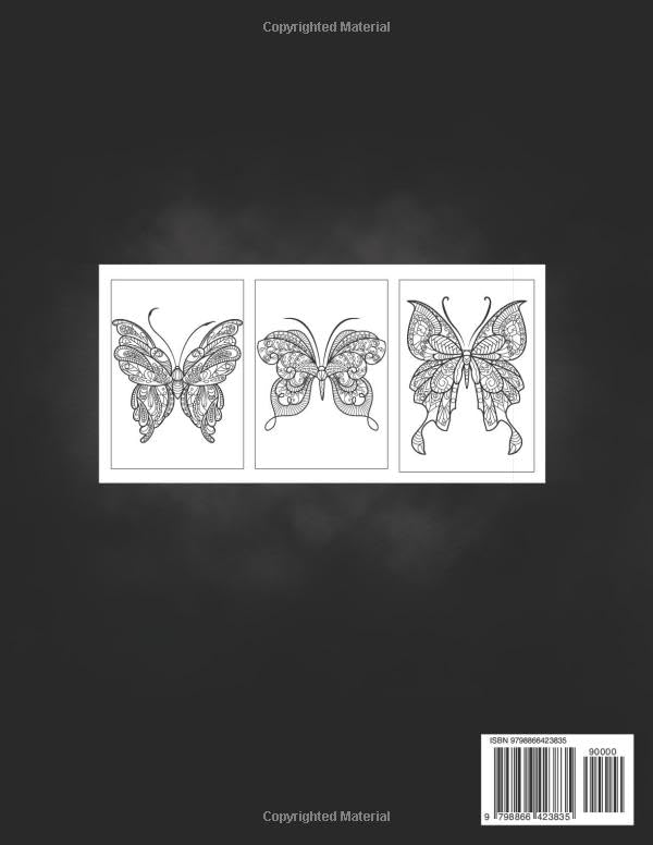 Butterfly Coloring Book: Large Print Butterfly Mandala Coloring Book / Mandala Designs For Stress Relief & Relaxation