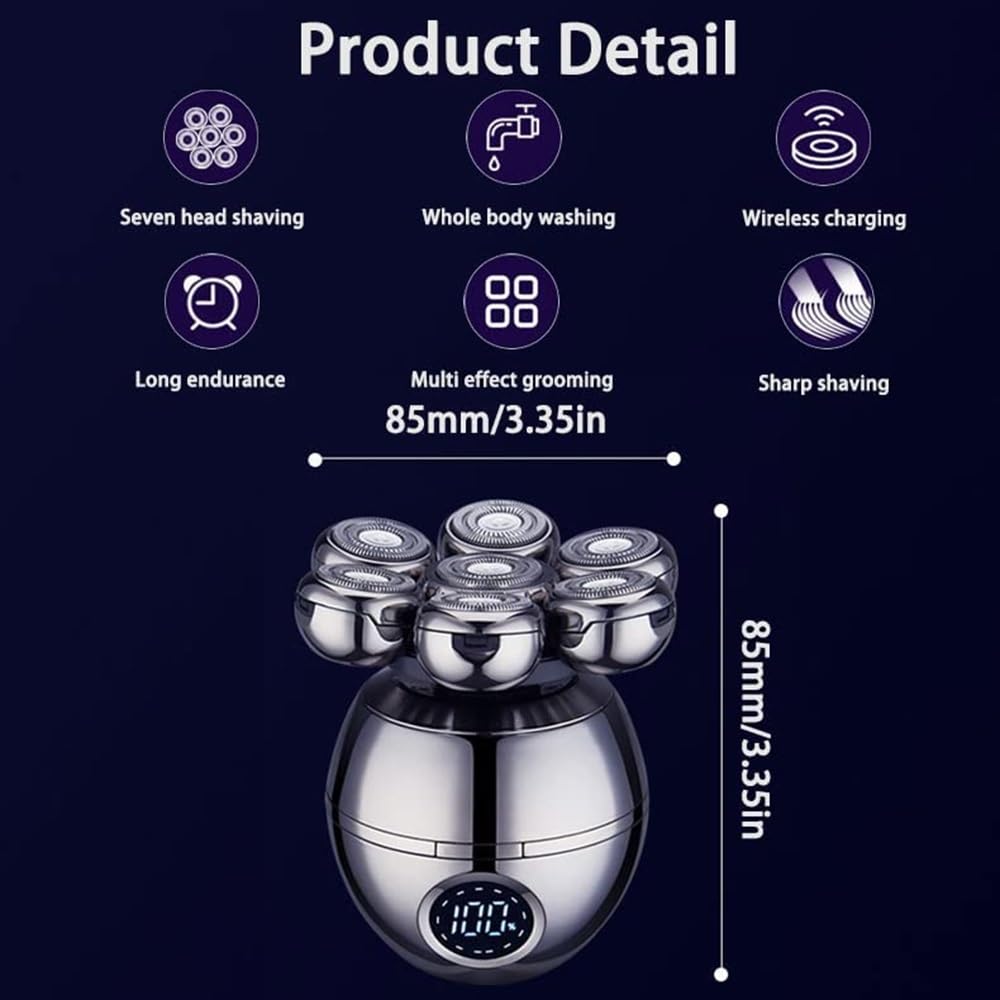 Head Shavers for Bald Men, 5 In 1 Shaver Electric Shaver Men Grooming Kit Wet Dry Beard Hair Trimmer Electric Razor Rechargeable Bald Head Shaving Machine LCD Display