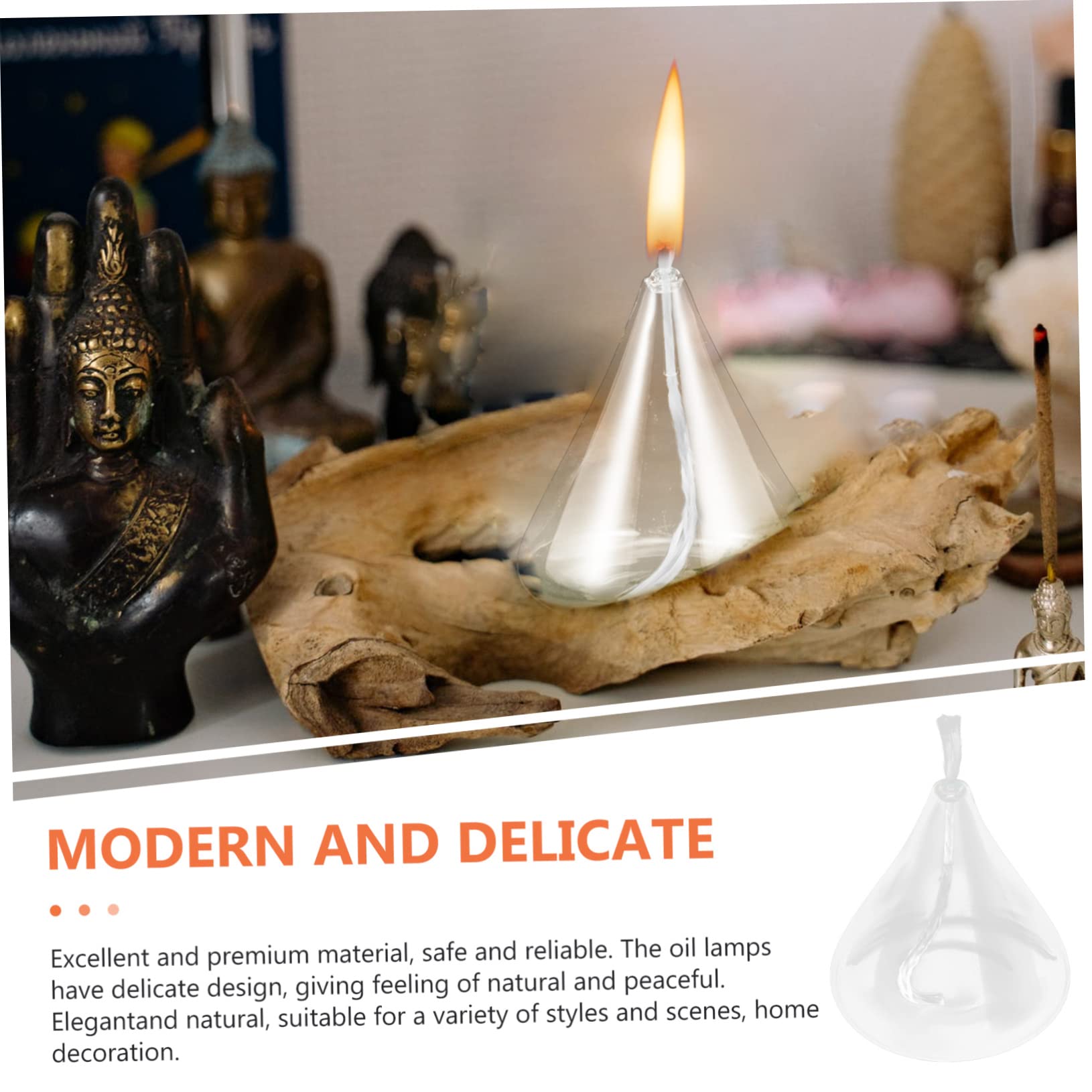 IMIKEYA Style Decorative Oil Lamp Smooth Texture Long-Lasting Desktop Kerosene Lamp