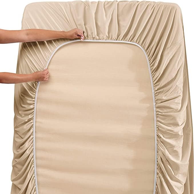 KAYLEN HOME 1800 TC Deep Pocket Full Size Sheets Set up to 16" - Hotel Luxury Extra Soft Brushed Microfiber 4 PC Bed Sheet Set, Cream