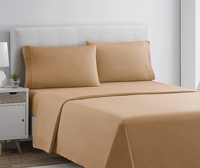 KAYLEN HOME 1800 TC Deep Pocket Full Size Sheets Set up to 16" - Hotel Luxury Extra Soft Brushed Microfiber 4 PC Bed Sheet Set, Mocha Brown