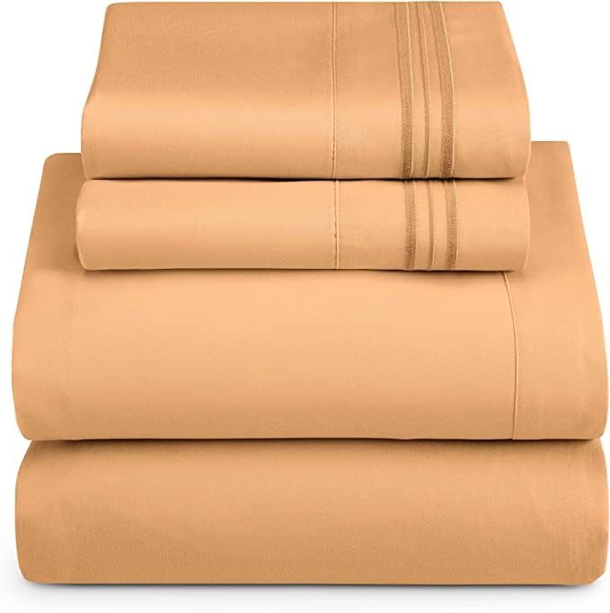 KAYLEN HOME 1800 TC Deep Pocket Full Size Sheets Set up to 16" - Hotel Luxury Extra Soft Brushed Microfiber 4 PC Bed Sheet Set, Mocha Brown