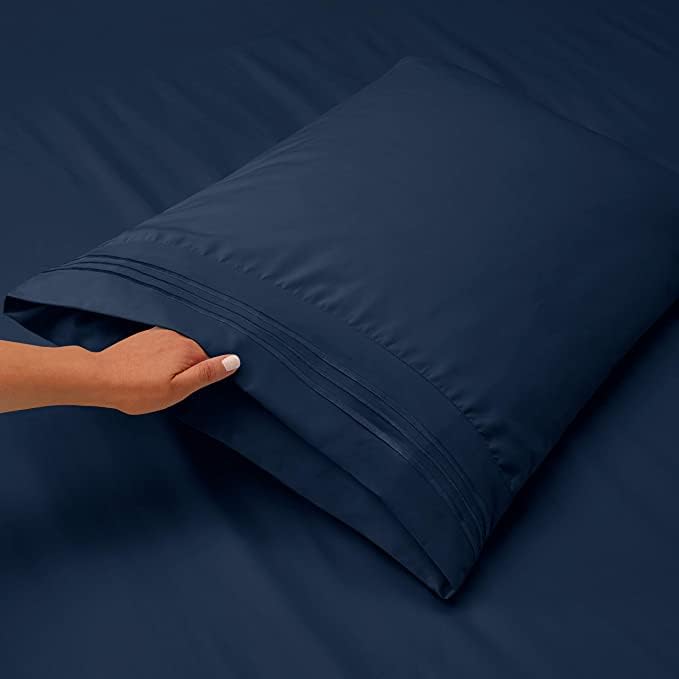 KAYLEN HOME 1800 TC Deep Pocket Full Size Sheets Set up to 16" - Hotel Luxury Extra Soft Brushed Microfiber 4 PC Bed Sheet Set, Mariner Blue