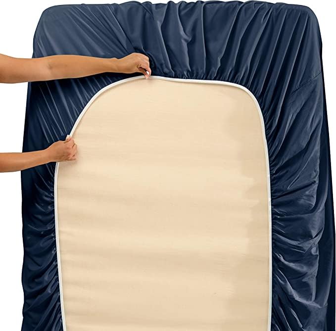 KAYLEN HOME 1800 TC Deep Pocket Full Size Sheets Set up to 16" - Hotel Luxury Extra Soft Brushed Microfiber 4 PC Bed Sheet Set, Mariner Blue
